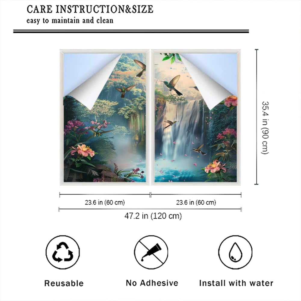 Flying Hummingbird Window Film Heat Blocking Fantasy Rustic Forest ...