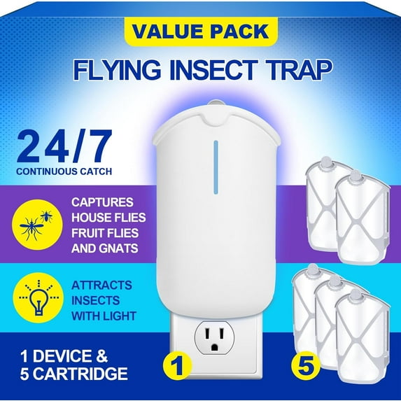 Flying Insect Trap & 5 Cartridges - Attracts and Traps Flying Insects ...