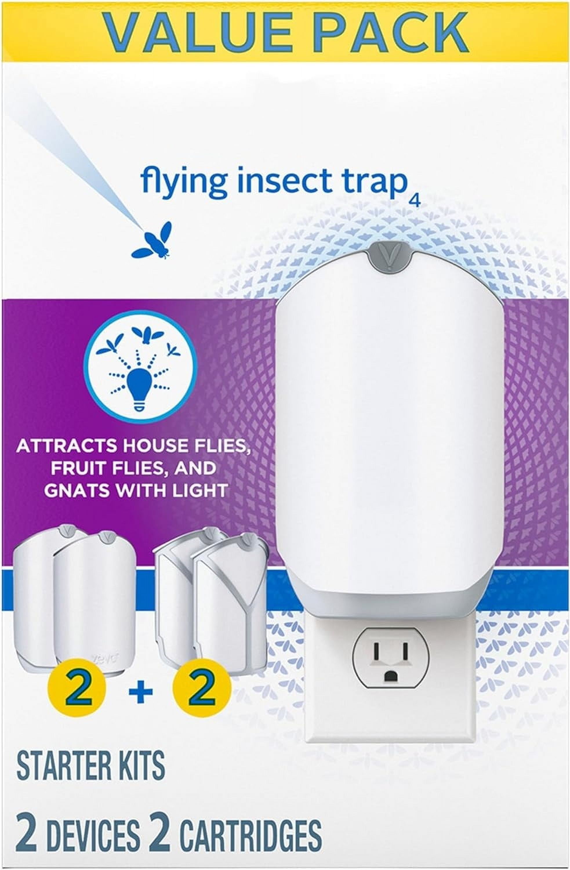 Flying Insect Trap, Fly Trap, Fruit Fly Trap (2 Plug-in Bases + 2 ...
