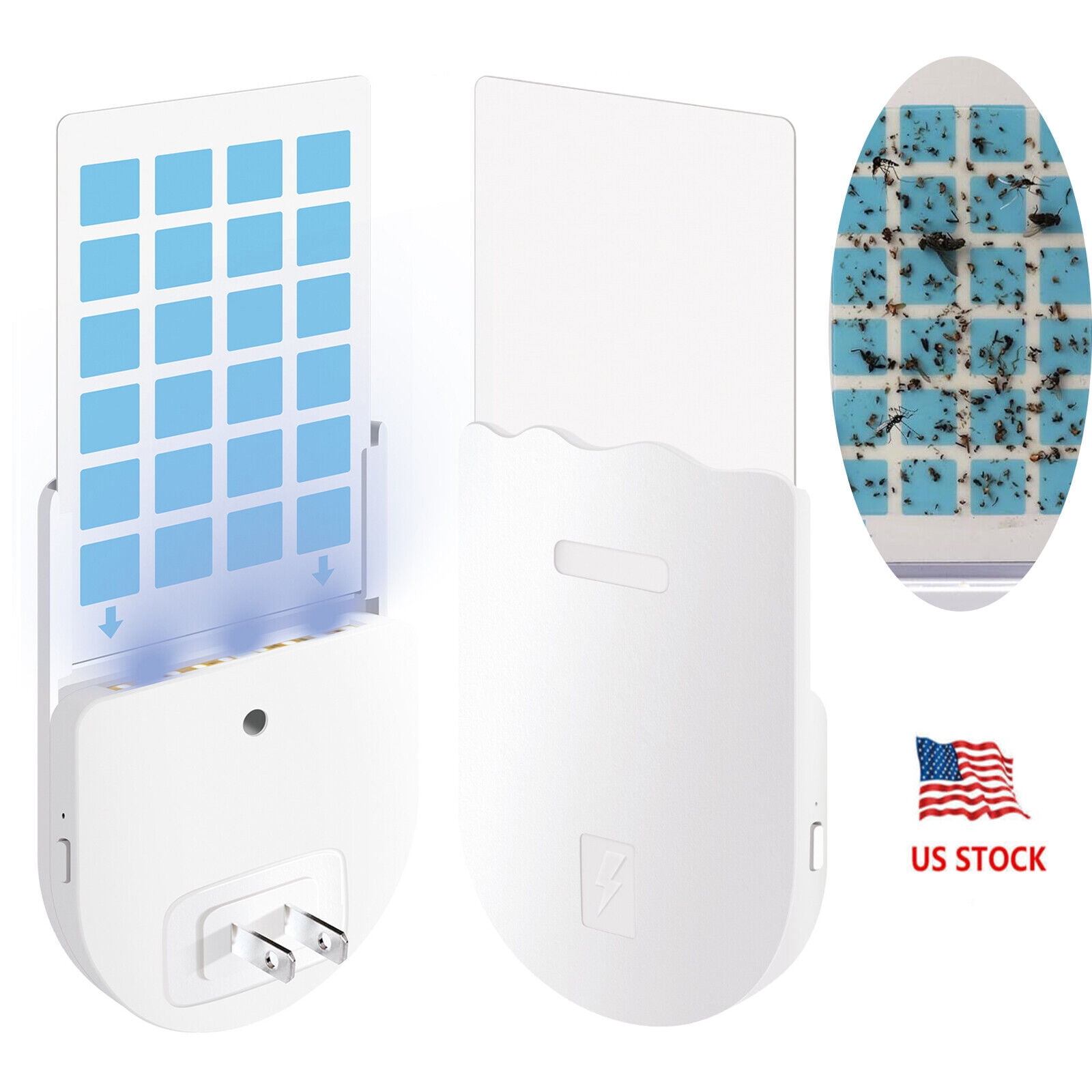 Flying Insect Trap Plug in Fly Trap Sticky Capture Indoor Light ...