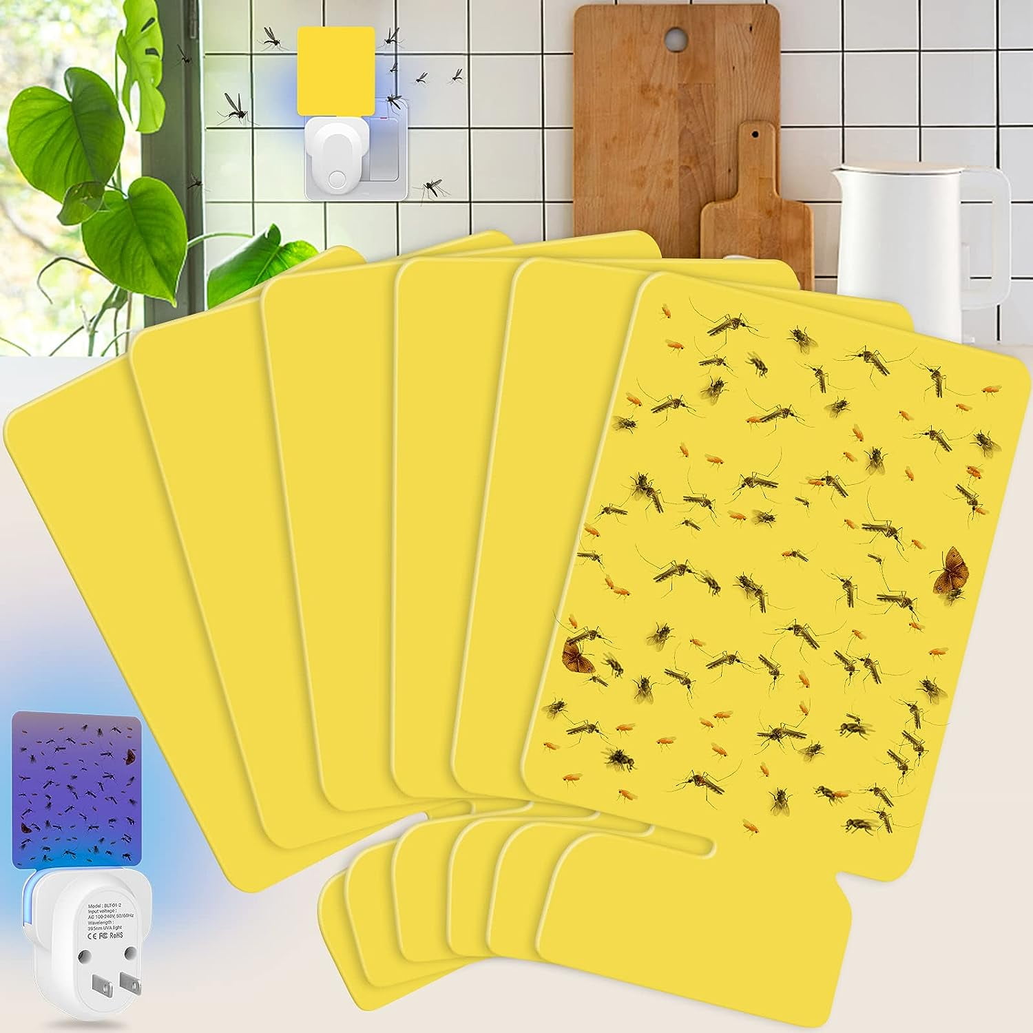 Flying Insect Trap Refill Kit, Indoor Plug-in Fly Trap Refill Yellow ...
