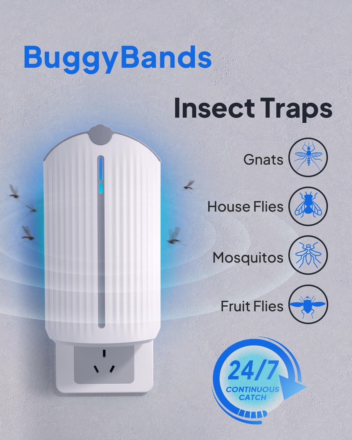 Flying Insect Trap with 8 Refills, Light Bug Catcher for Gnats, Moths, Fruit Flies - Compatible ...