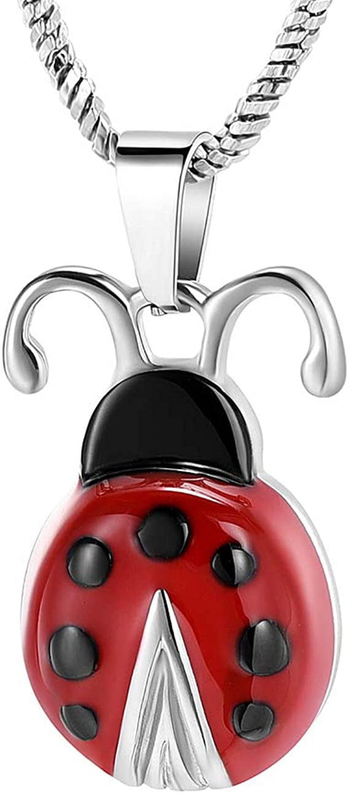 Flying Ladybug Urn Necklace for Ashes for Women Stainless Steel Animal ...