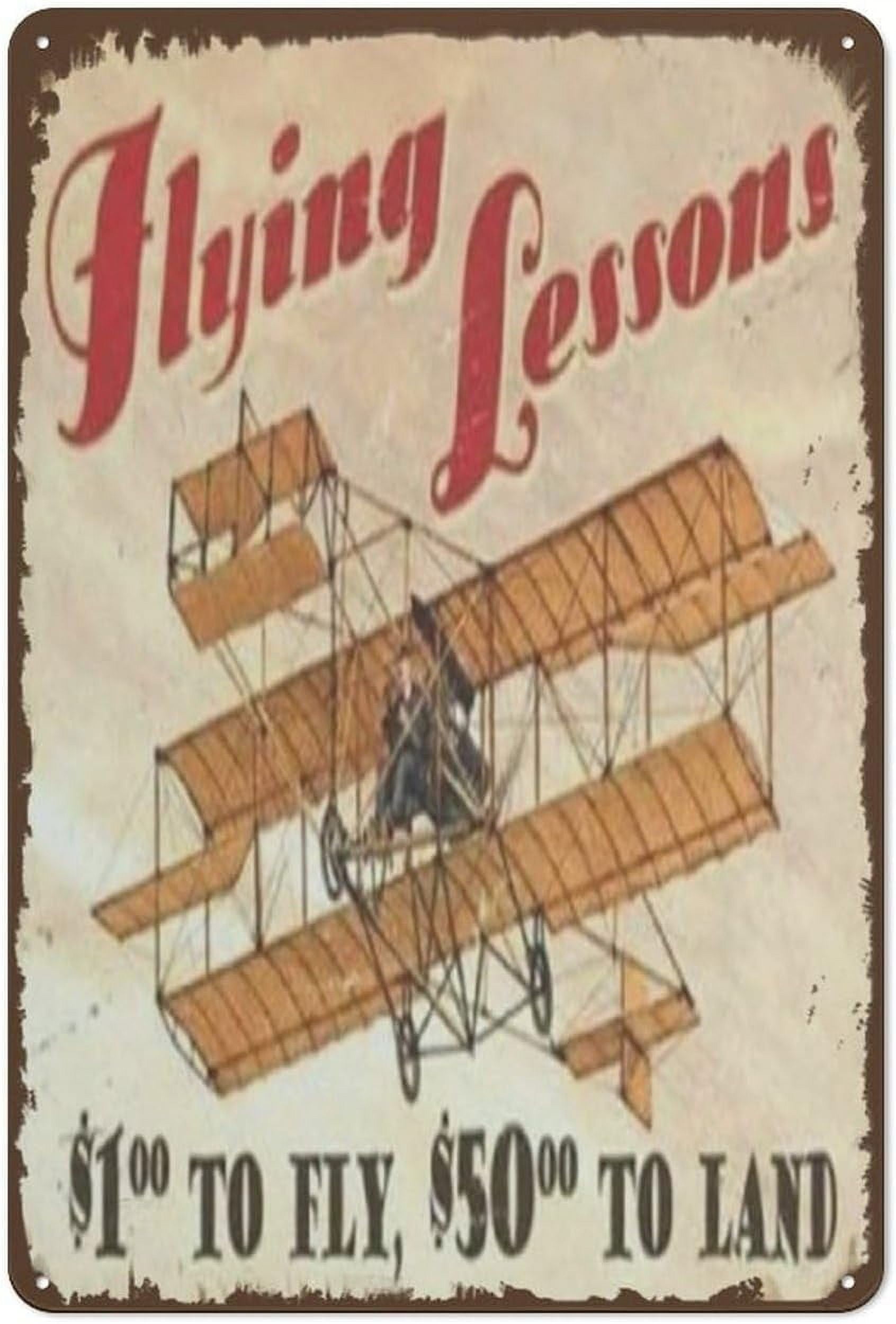 Flying Lessons Vintage Metal Sign Aviation Airplane Humor Steel Tin ...