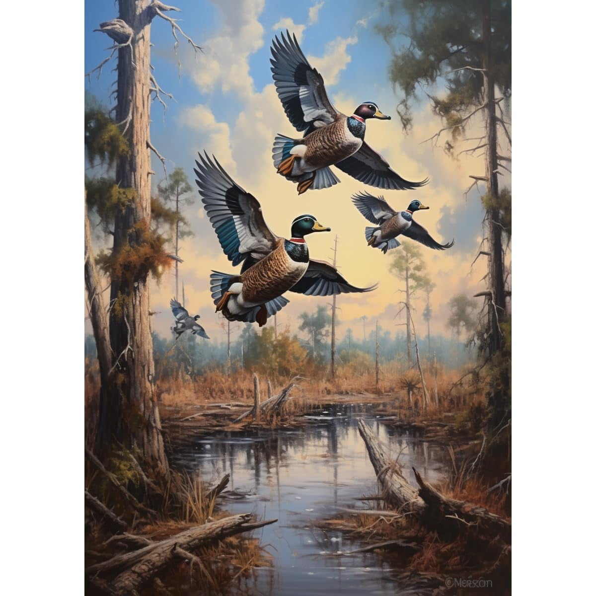 Flying Mallard Duck 5D Diamond Art DIY Paint with Full Drill Round ...