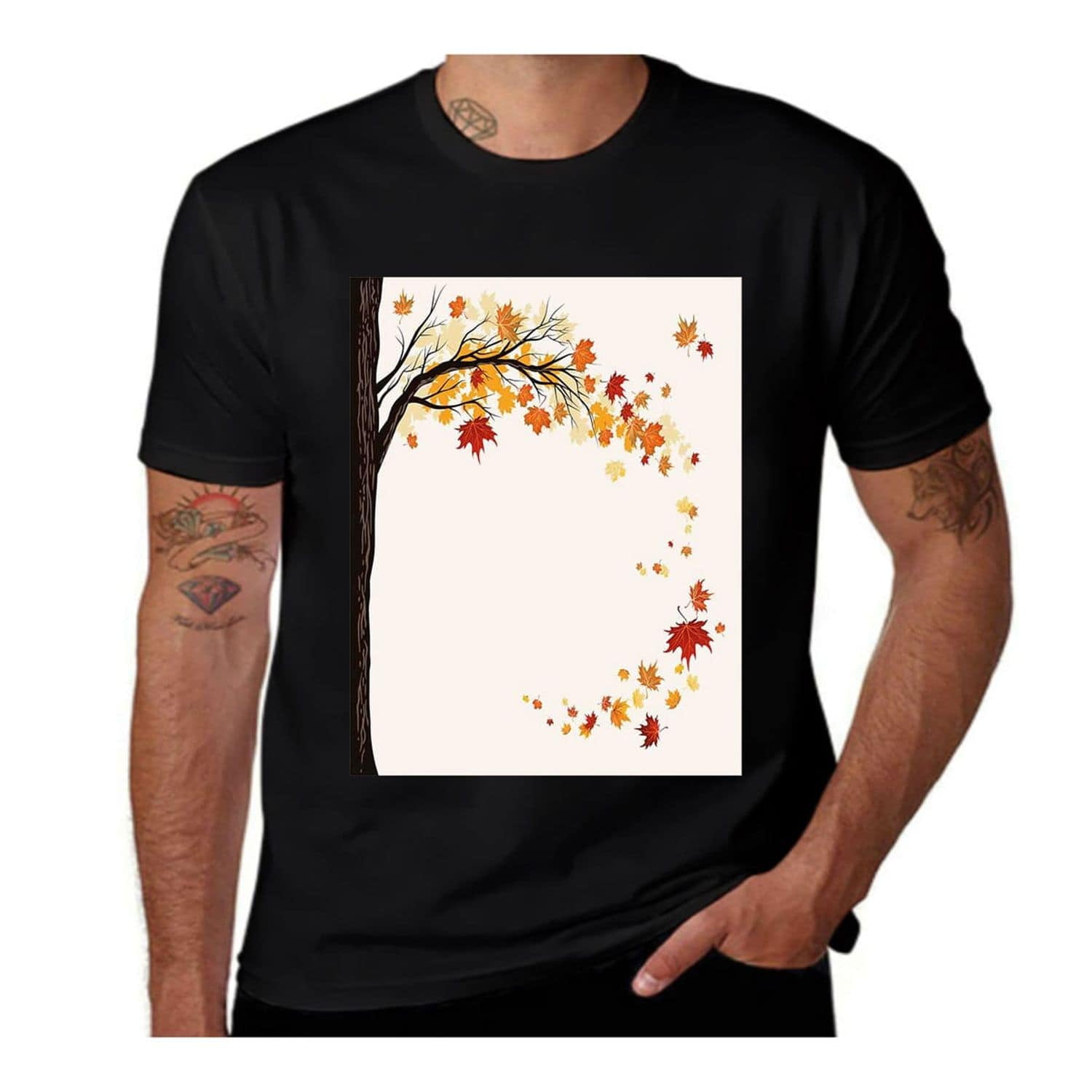 Flying Maple Leaf Seasons-Fall-Orange-Brown- Casual Streetwea Everyday ...