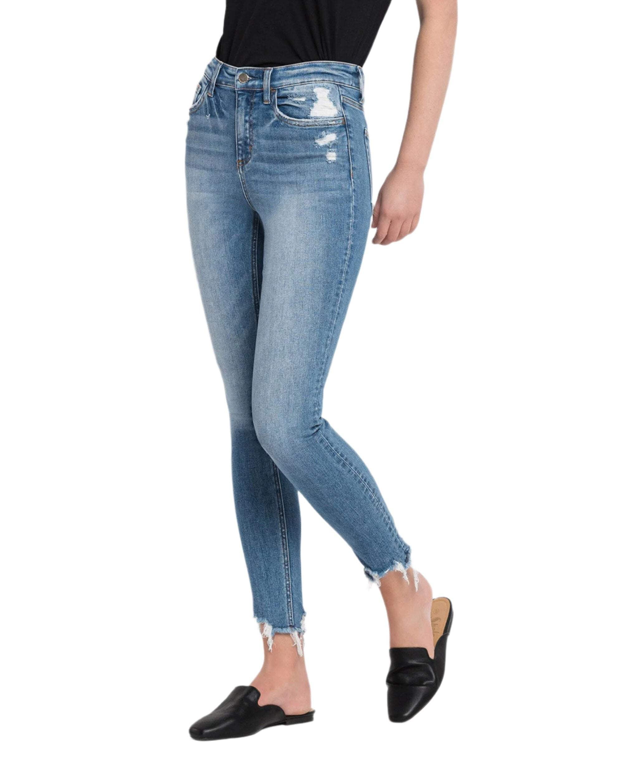 Flying Monkey - High Rise Ankle Step Hem Skinny Jeans - F4750 - Walmart.com