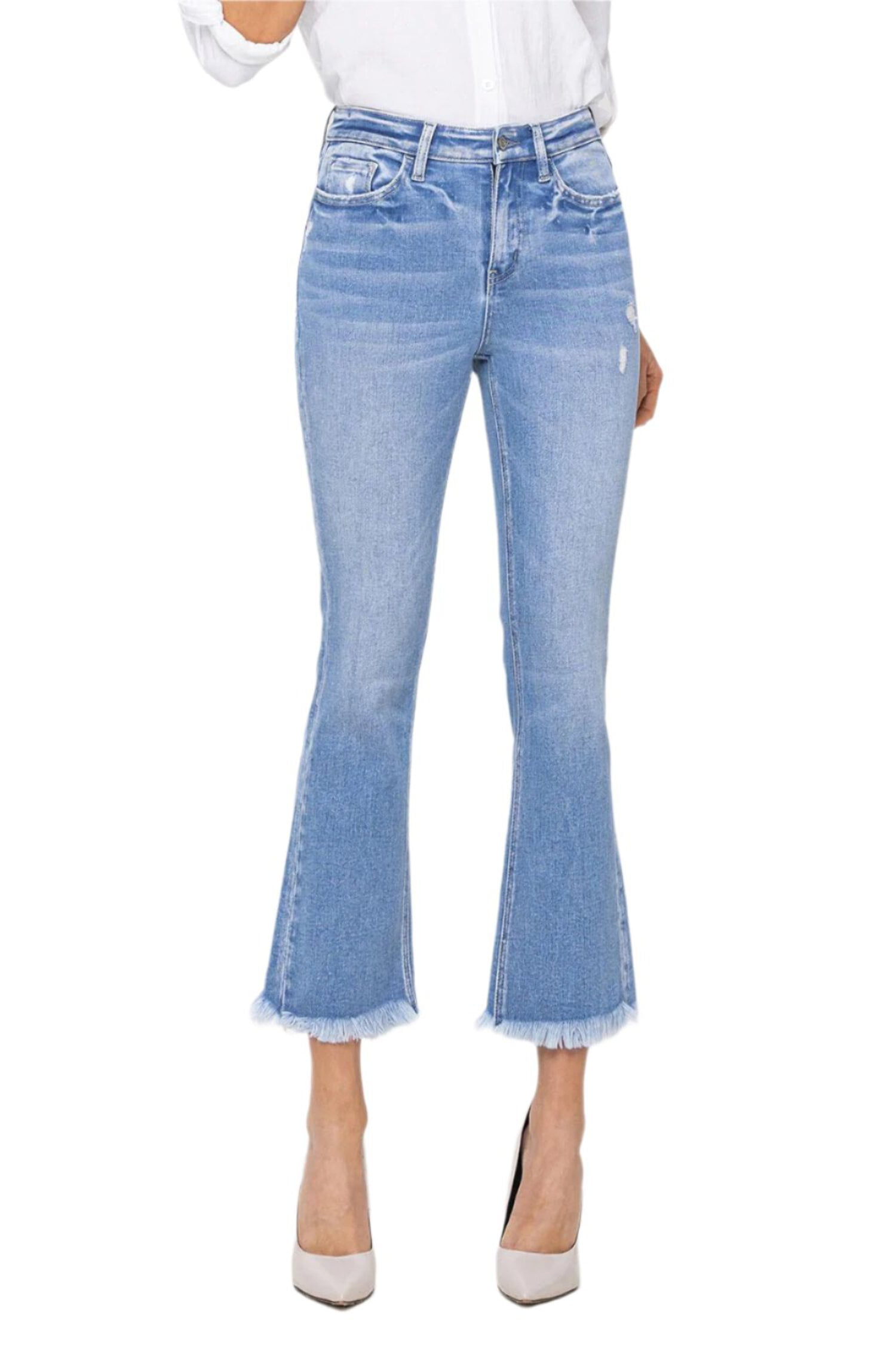 Flying Monkey - High Rise Raw Hem Kick Flare Jeans - F5088 - Walmart.com