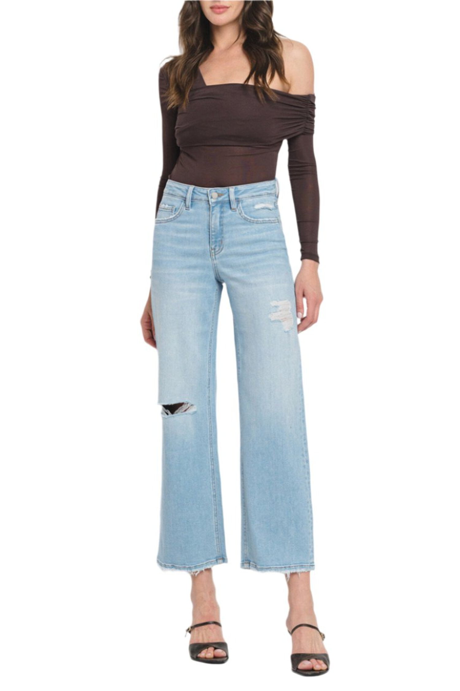 Flying Monkey - High Rise Wide Leg Jeans - F5712 - Walmart.com