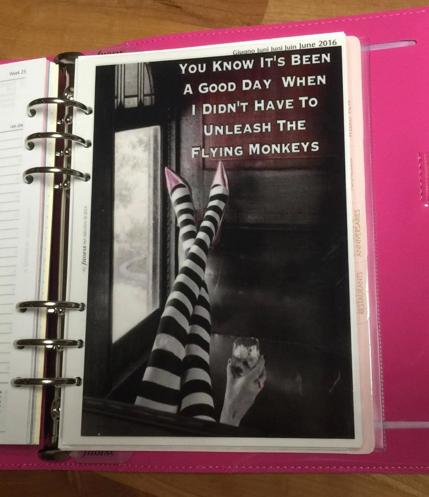 Flying Monkeys Dashboard Made For Use With Filofax A5 Planner ...