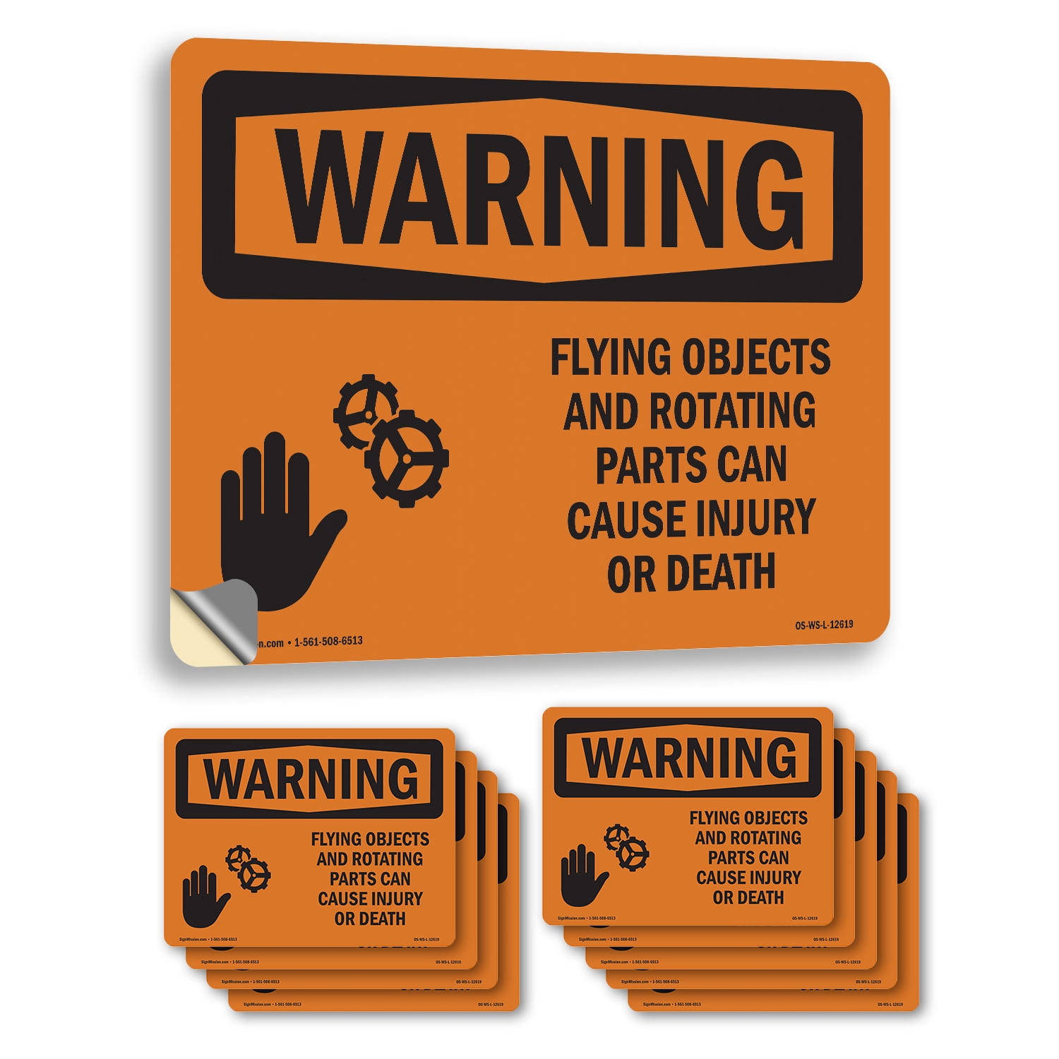 Flying Objects And Rotating Parts OSHA WARNING Vinyl Decal Label 18 ...