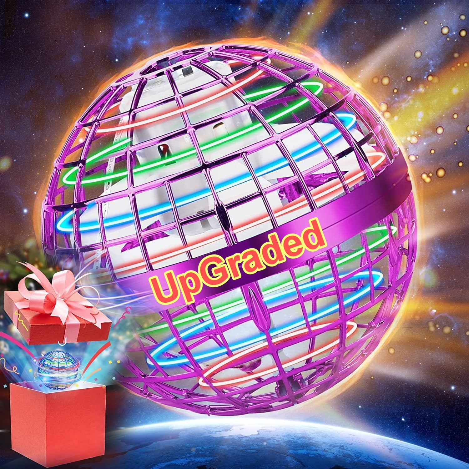 360° Rotating Flying Orb Ball Pro Toy, Magic LED Lights, Mini Drone ...