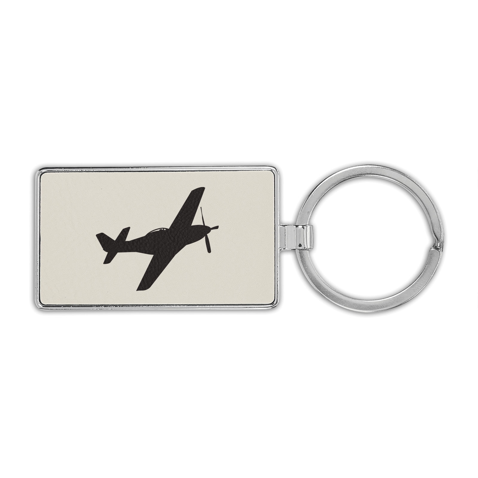 Flying P-51 Mustang Premium Leatherette Keychain wwii type 2 - White ...