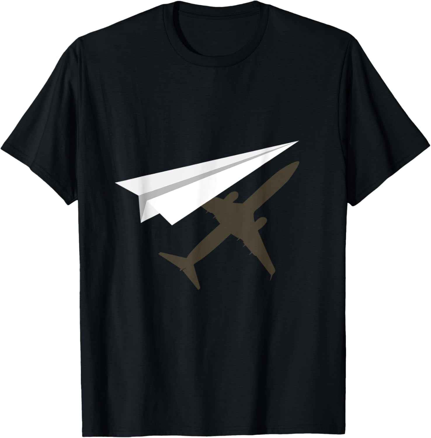 Flying Paper Airplane Silhouette | Cool Paper Plane Pilot T-Shirt ...