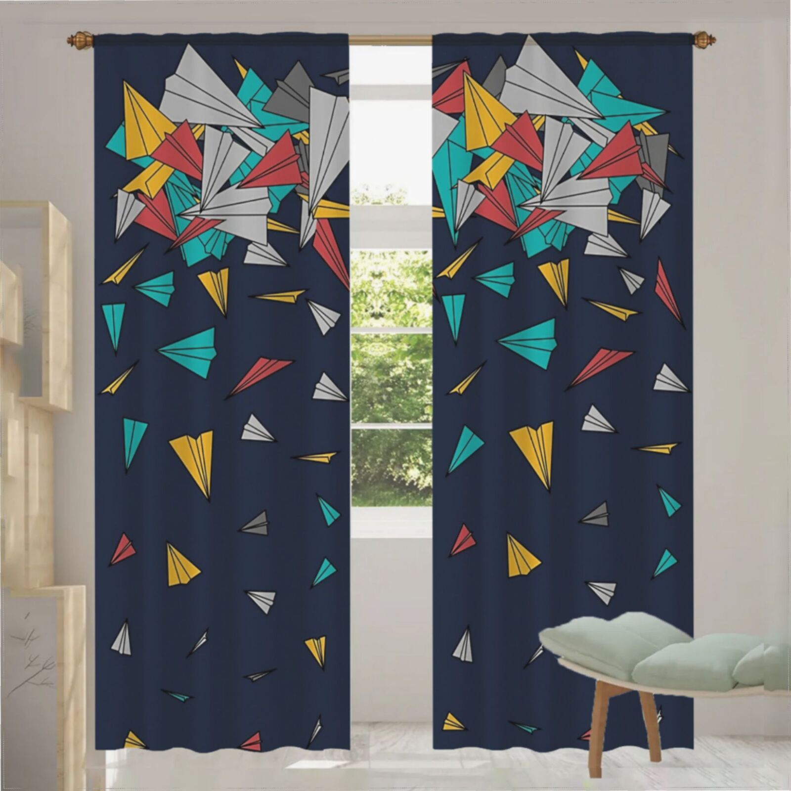 Flying Paper Planes Curtains for Living Room Bedroom Decor Transparent ...