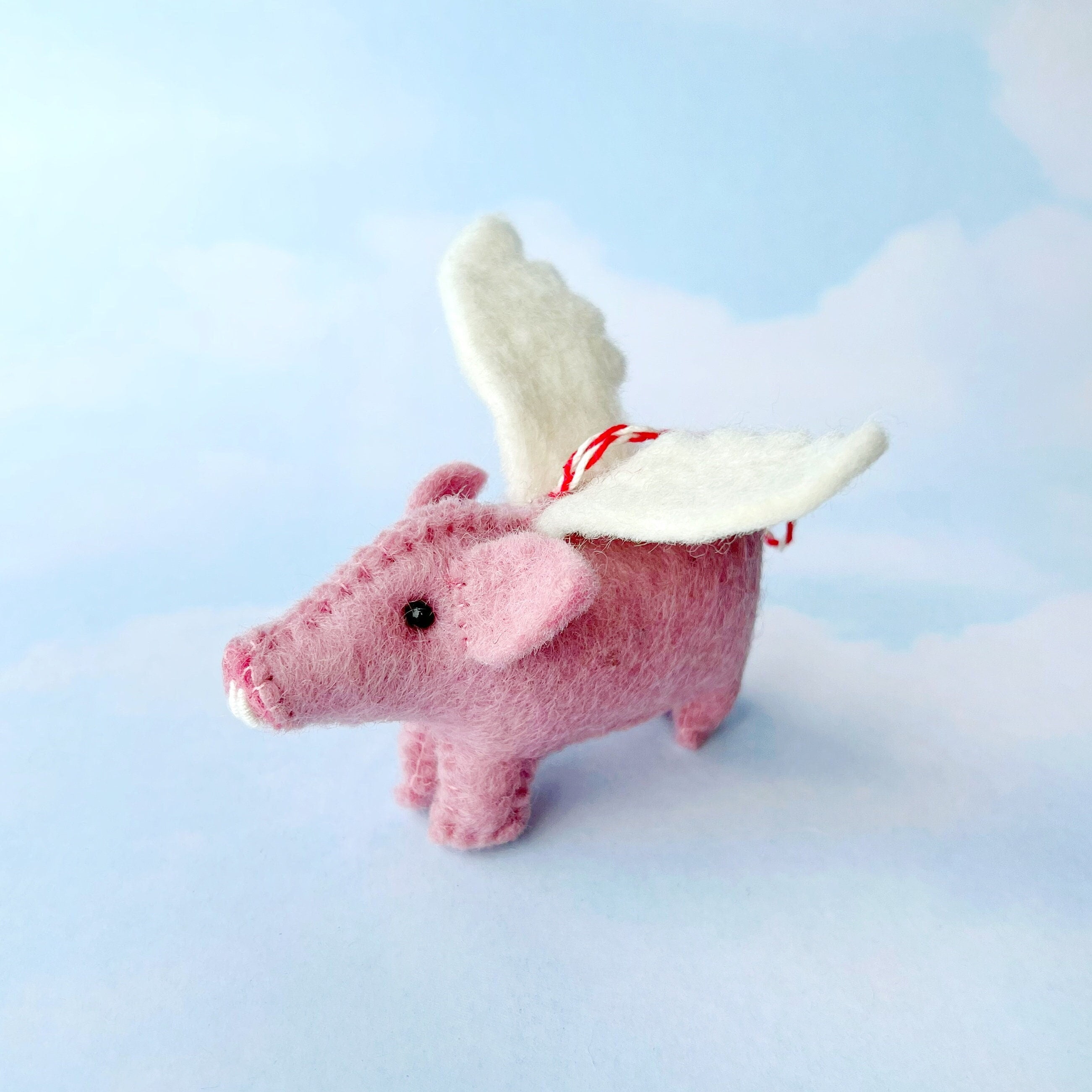 Flying Pig Ornament - Felt Wool Fair Trade Handmade Christmas Nepal ...