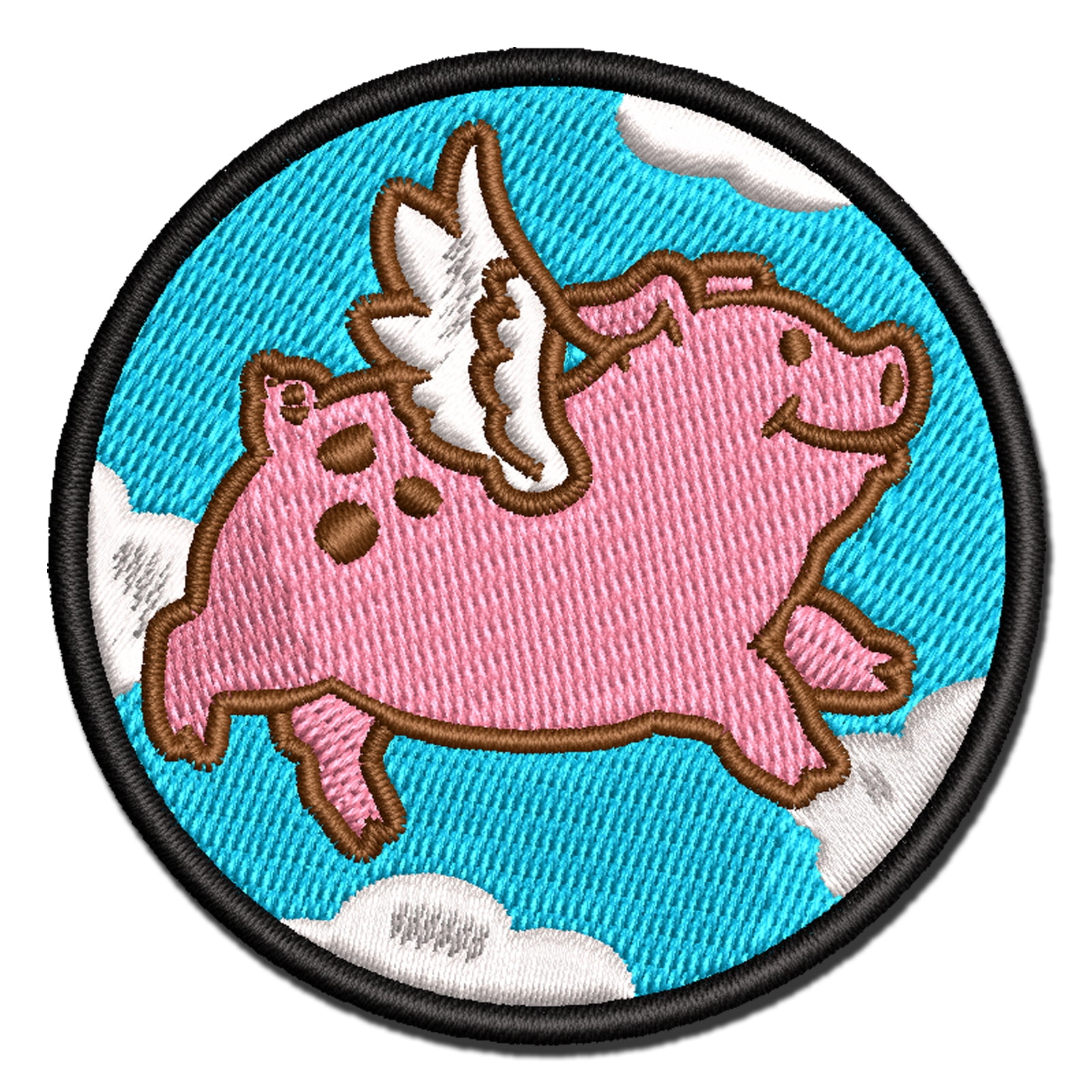 Flying Pig with Wings Applique Multi-Color Embroidered Iron-On Patch ...