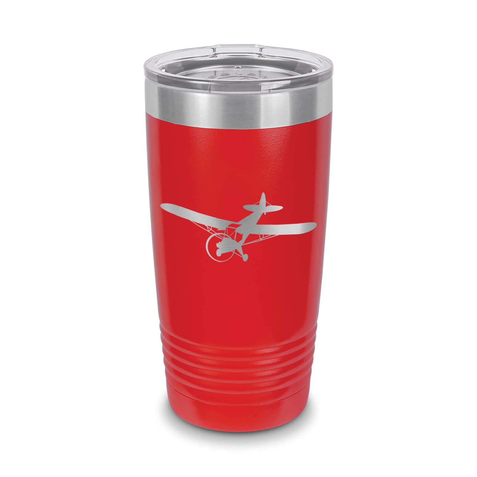 Flying Piper J3 Cub Tumbler 20 oz - Laser Engraved w/ Clear Lid ...