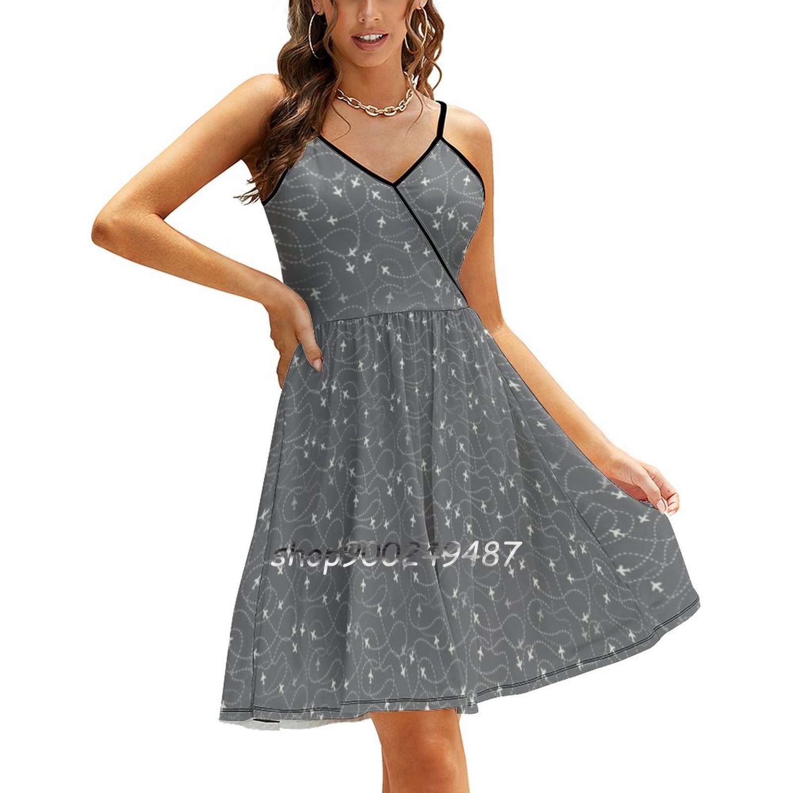 Flying Planes-Holiday Jet Airplane Aeroplane Aircraft Square Neck Dress ...