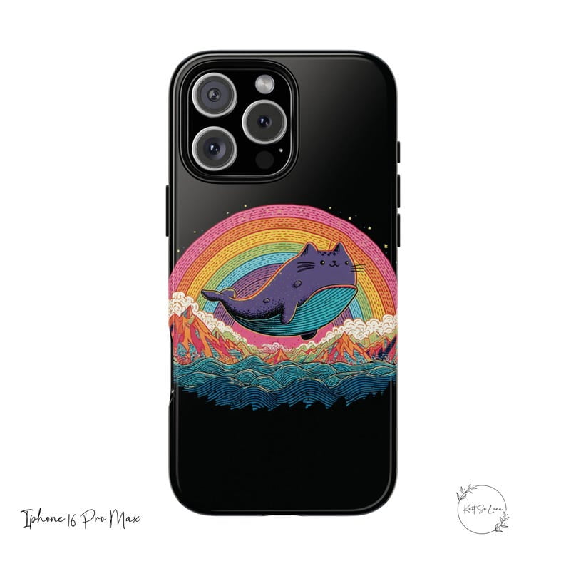 Flying Rainbow Whale Cat Ocean Phone Case for iPhone 11 12 13 14 15 16 ...