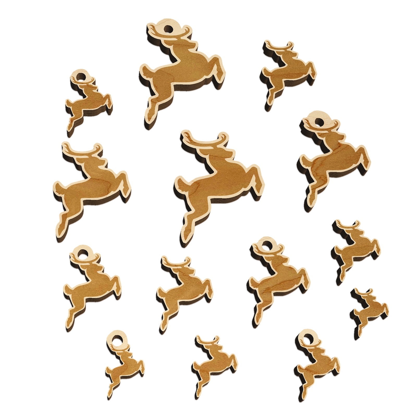 Flying Reindeer Silhouette Wood Mini Charms Shapes DIY Craft Jewelry ...