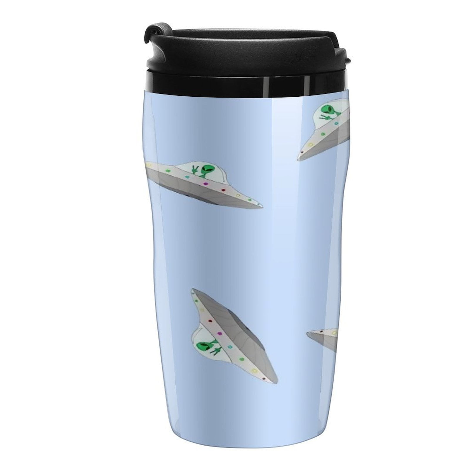 Flying Saucer Peace Alien Double Walled Coffee Cup Plastic Water Bottle ...