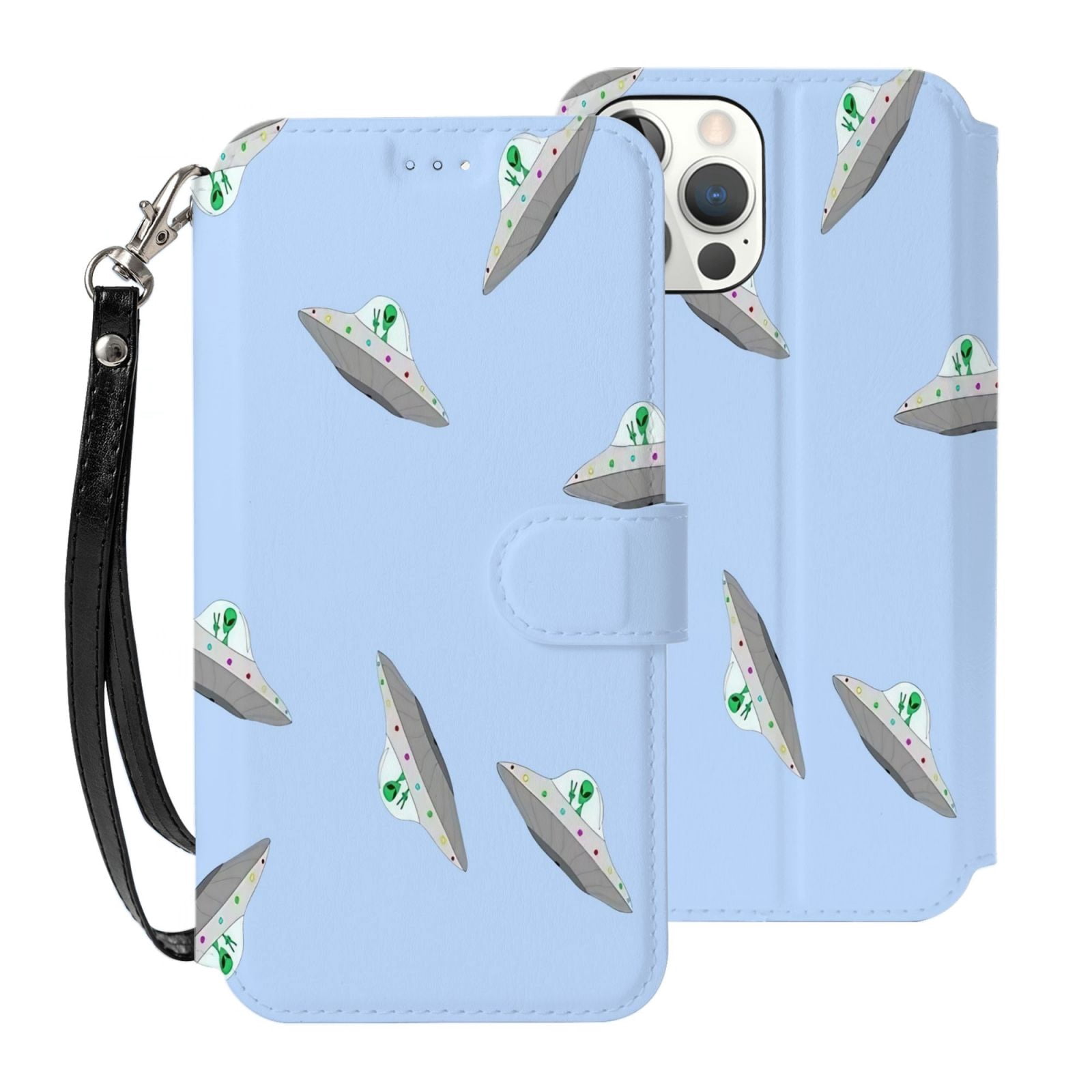 Flying Saucer Peace Alien Leather Wallet Phone Case Wallet Case for ...