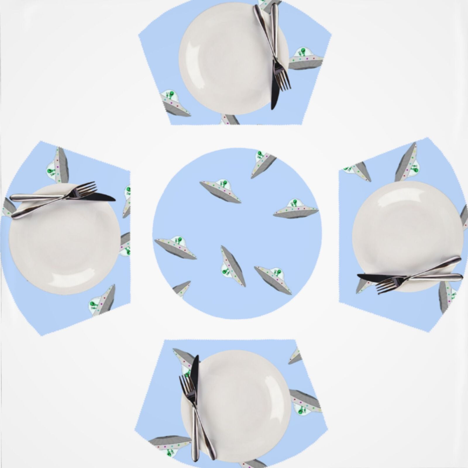 Flying Saucer Peace Alien Round Table Placemats Set Of 5 Wedge Table ...