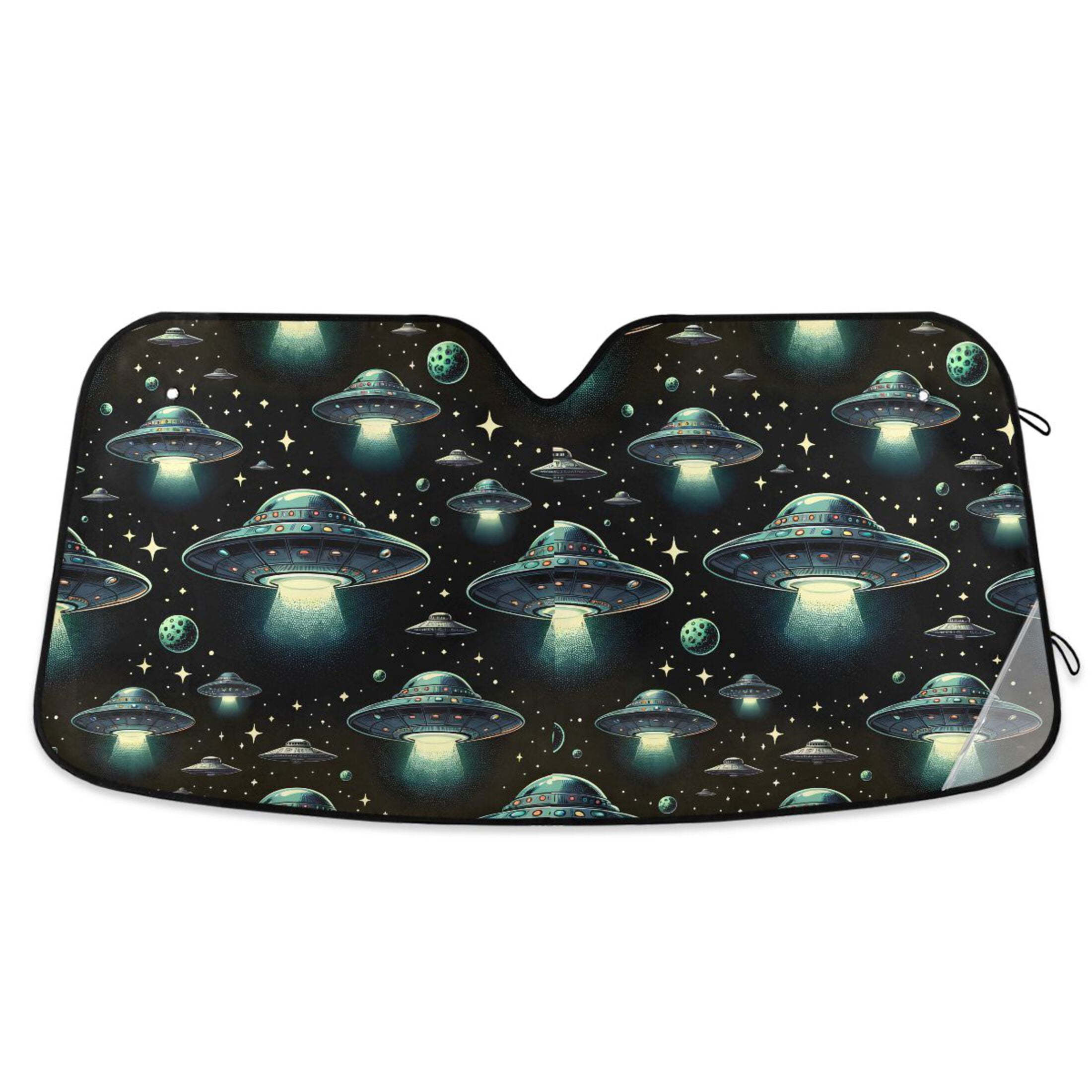 Flying Saucer in Cosmos Space Car Windshield Sun Shade Foldable Car ...