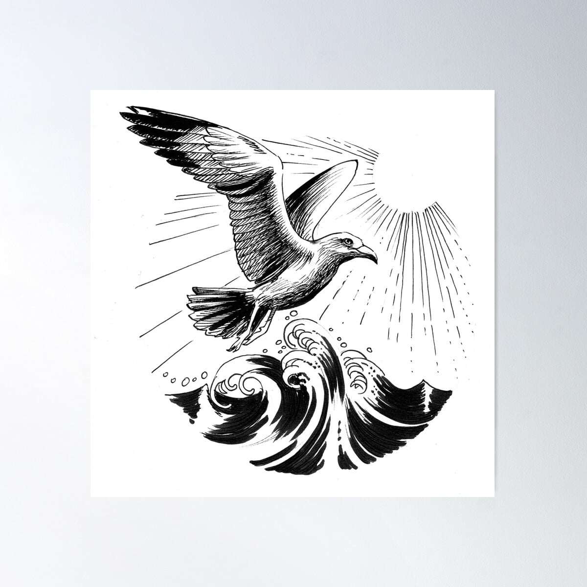 Flying Seagull Poster Wall Art, Modern Wall Decor For Living Room ...