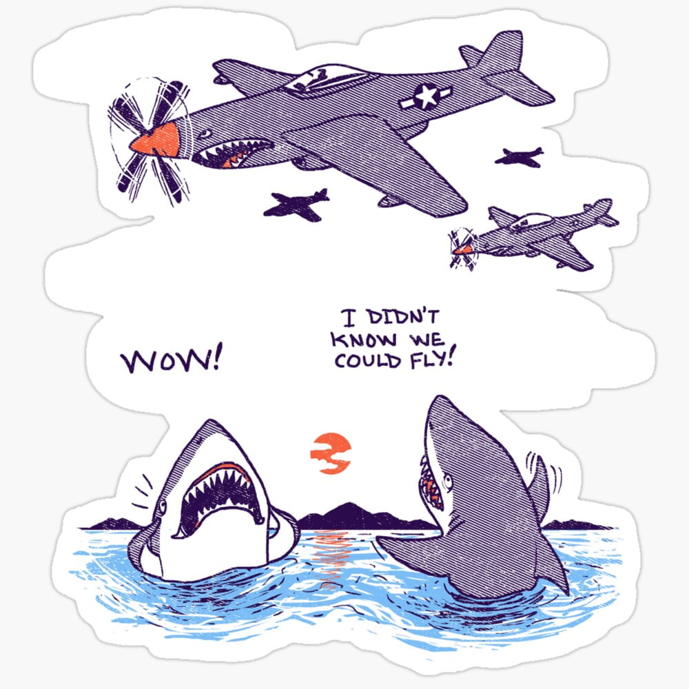 Flying Sharks Sticker Phone Decal Water Bottle Stickers Car Decals ...