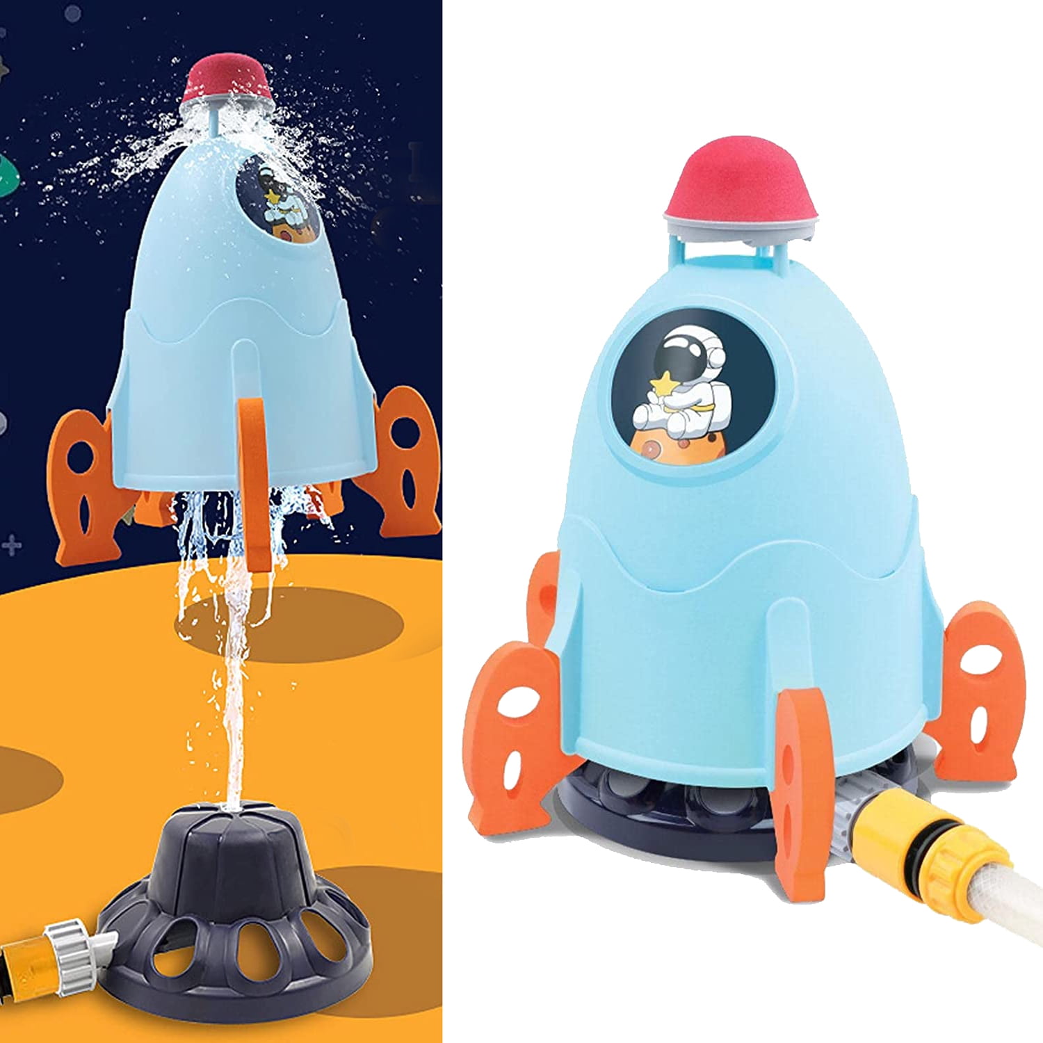 Flying Sprinkler Toy - Rocket Launching 360-degree Rotation Sprinkler | Easy to Operate Outdoor ...