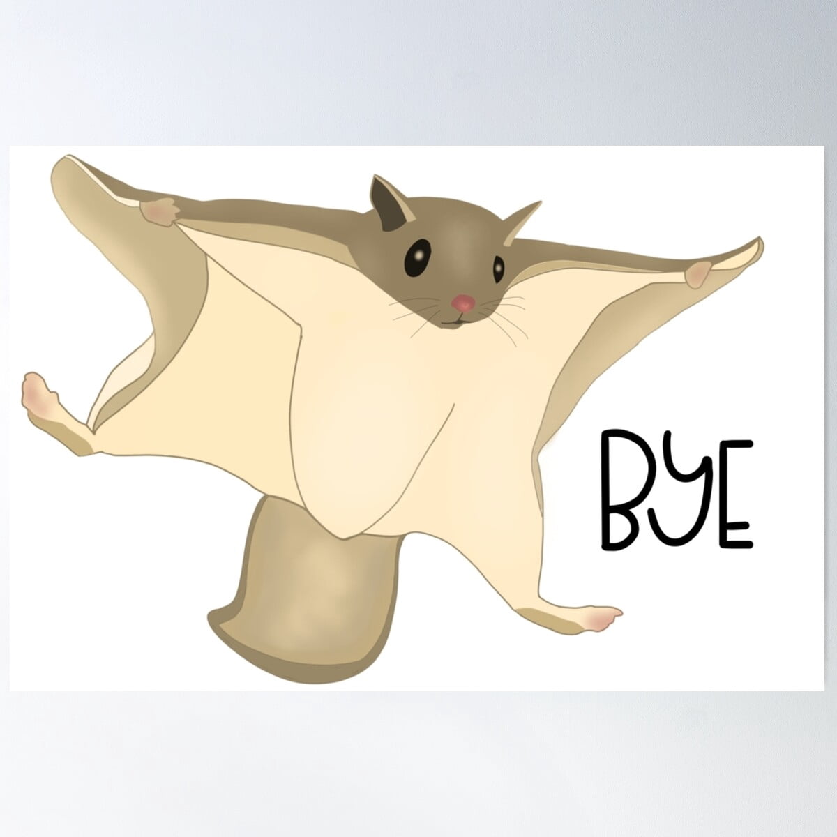 Flying Squirrel Says Bye Poster Wall Art, Modern Wall Decor For Living ...