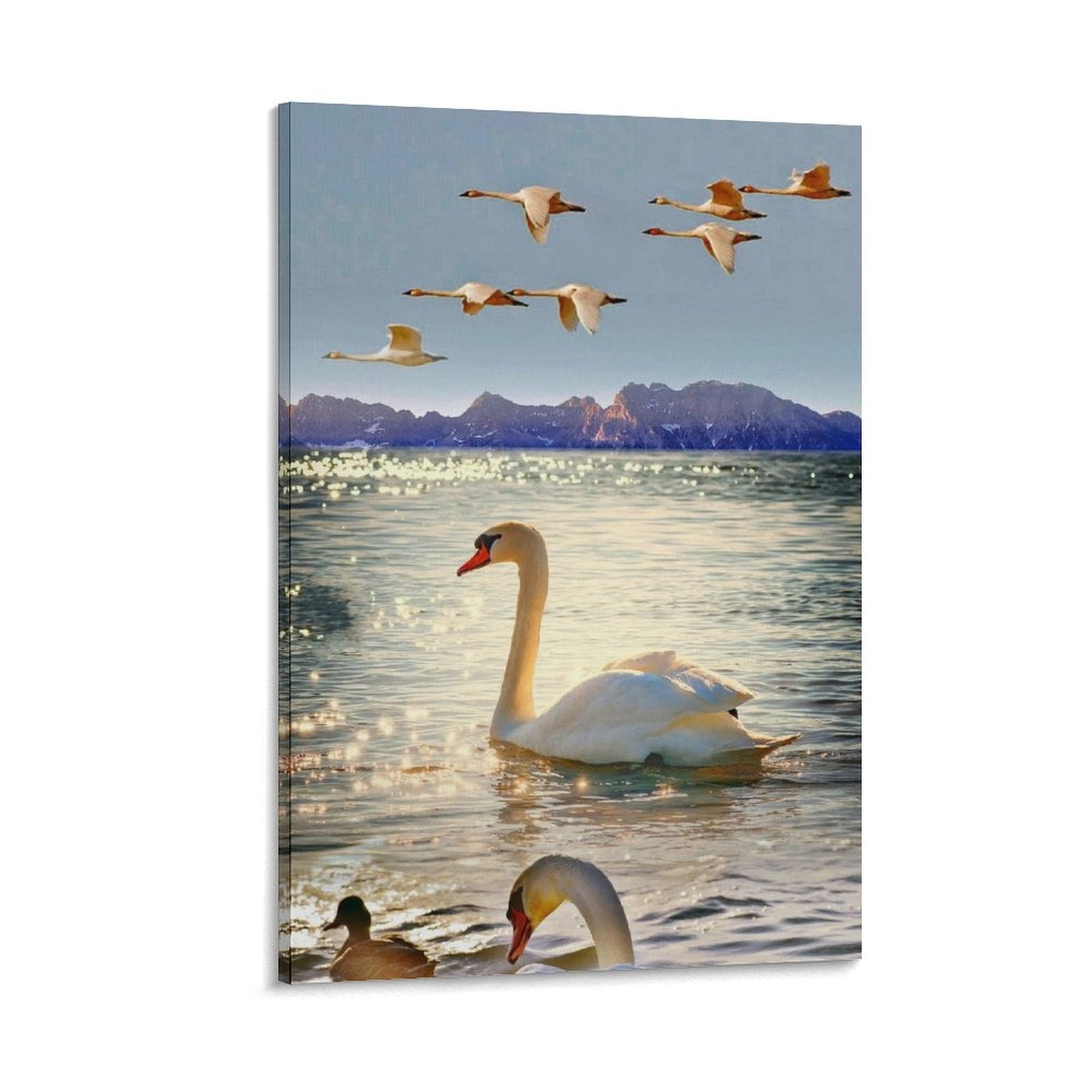 Flying Swans Artwork Painting On Canvas Wall Art Poster Scroll Picture ...