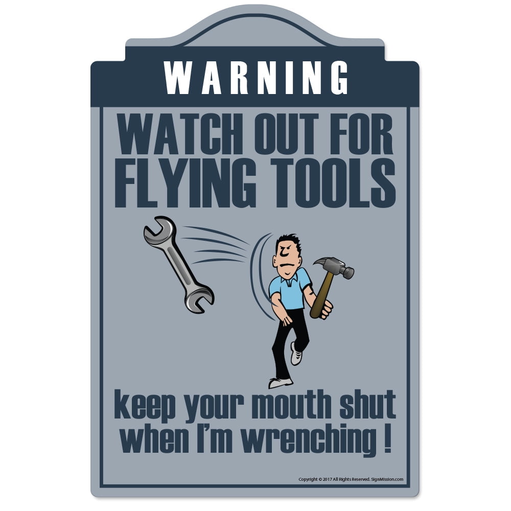 Flying Tools Novelty Sign | Indoor/Outdoor | Funny Home Décor for ...