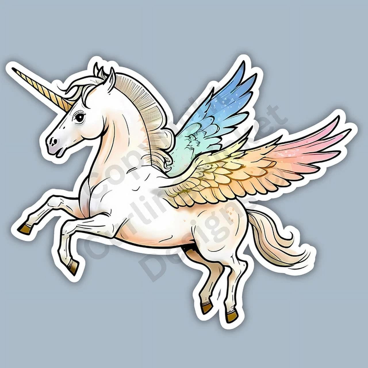 Flying Unicorn Magical Mythical Rainbow Sticker Phone Decal Water Bottle Stickers Car Decals ...