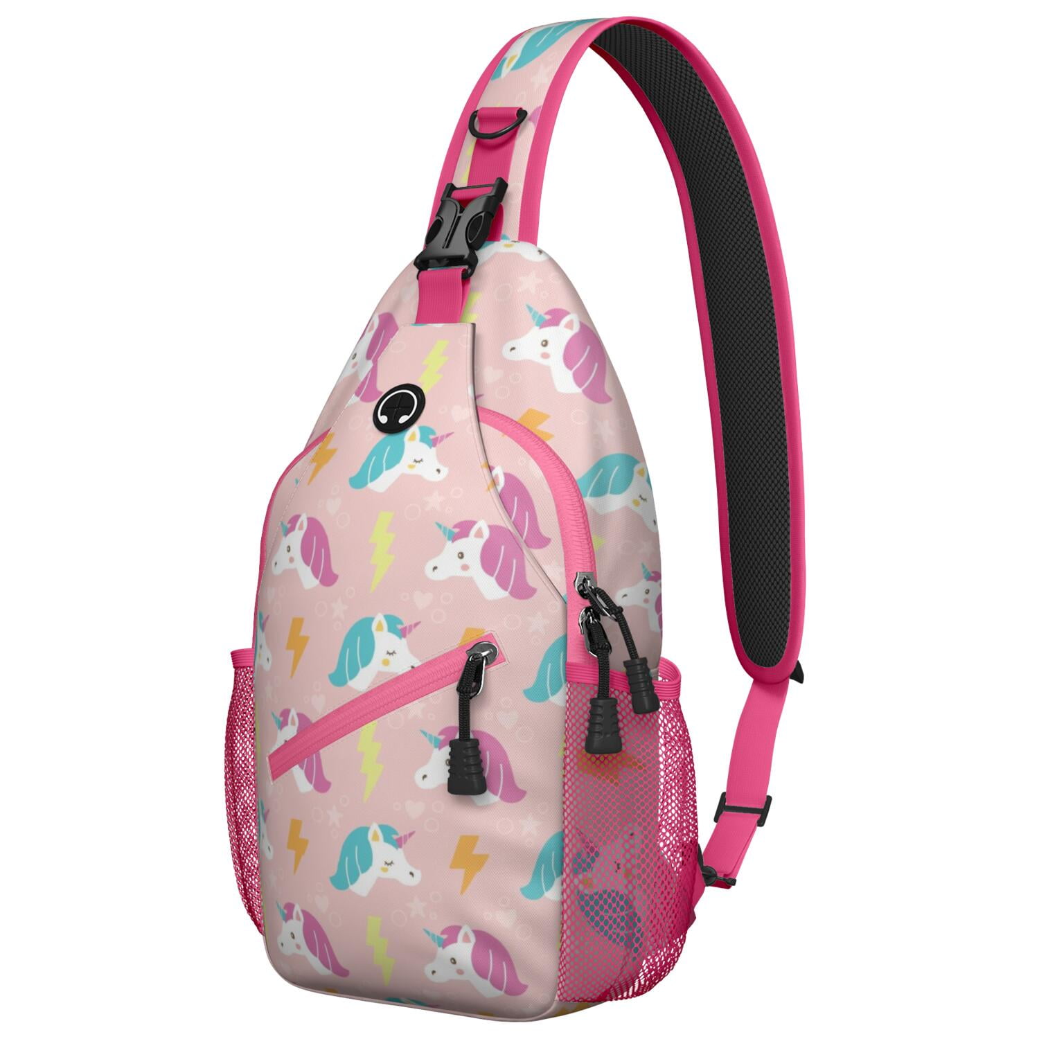 Flying Unicorn Rainbow Sling Backpack with Clouds Stars and Moon, Cute ...