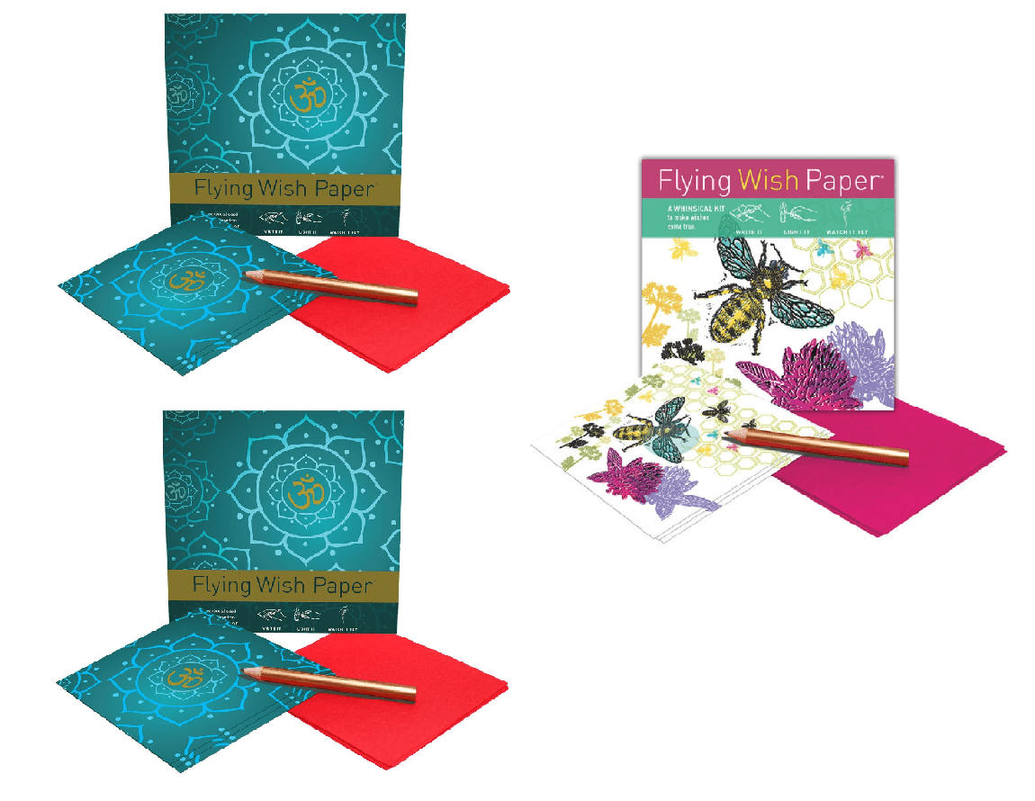 Flying Wish Paper Combo Pack, 2 x Golden Om + 1 x Just Bee, Mini Kit ...