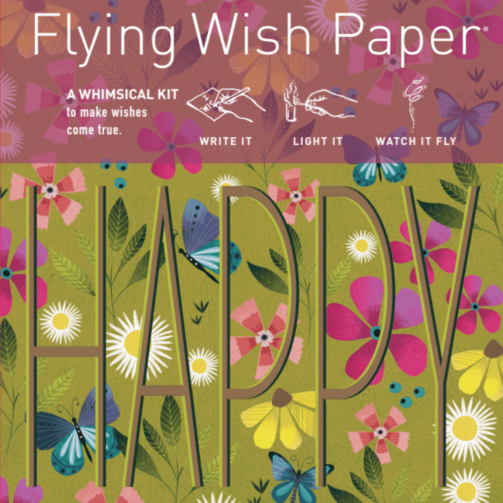 Flying Wish Paper "HAPPY" - Write It, Light It, Watch It Fly - 5" x 5 ...