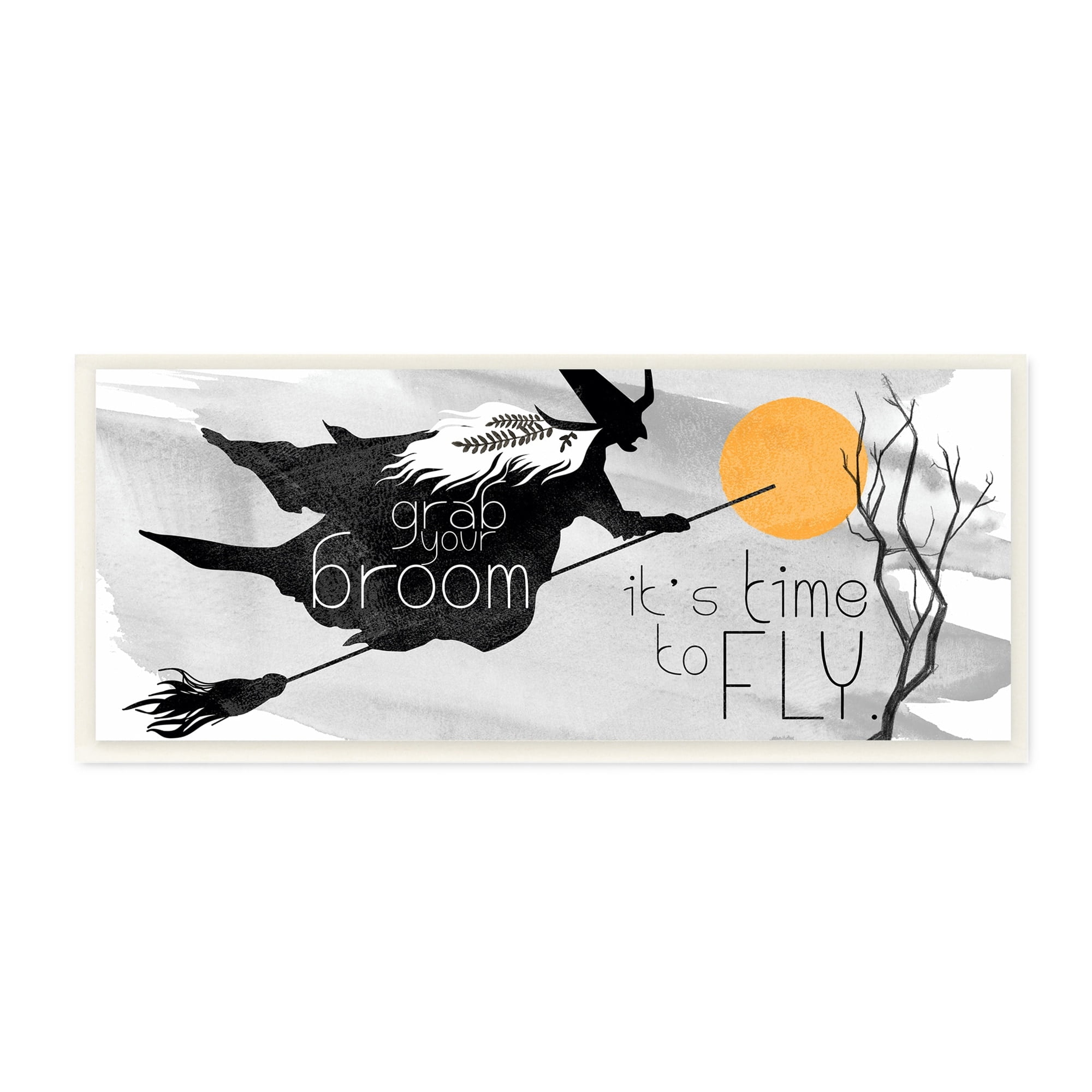 Flying Witch Broom Typography Nighttime Halloween Sky Fairy Tales ...