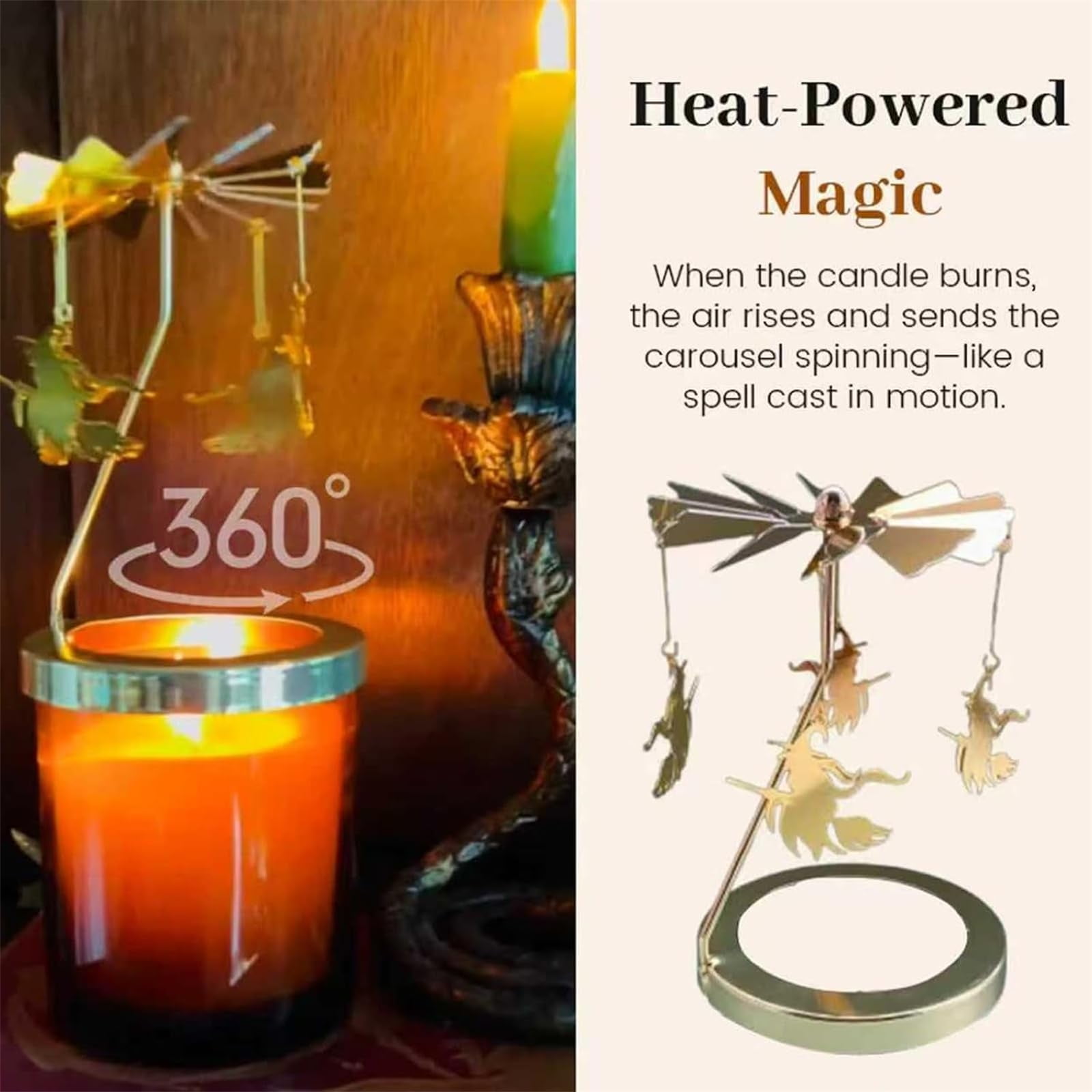 Flying Witch Candle Carousel Topper, Hover Halloween Gothic Rotating ...
