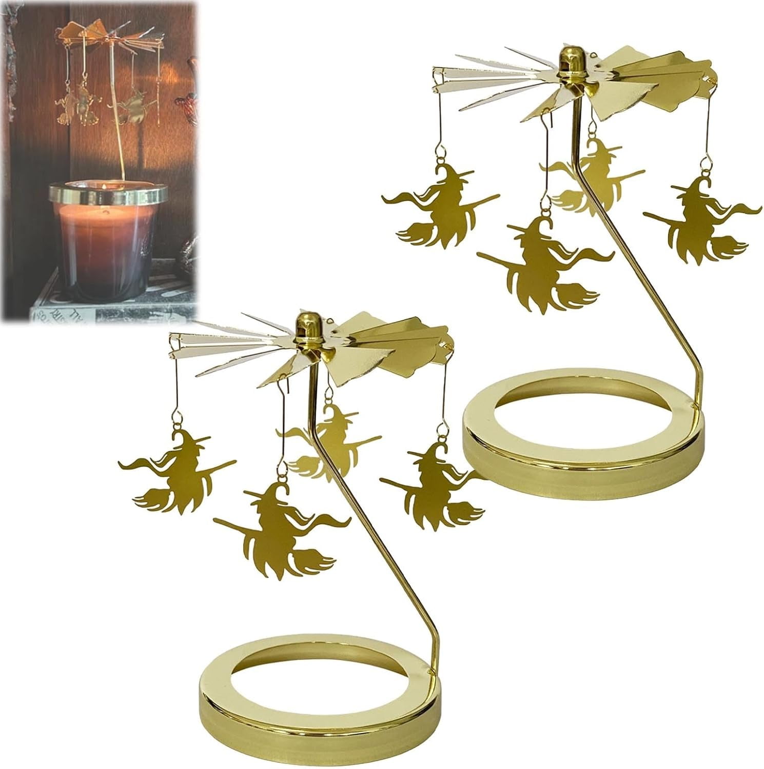 Flying Witch Candle Carousel Topper, Hover Halloween Gothic Rotating ...