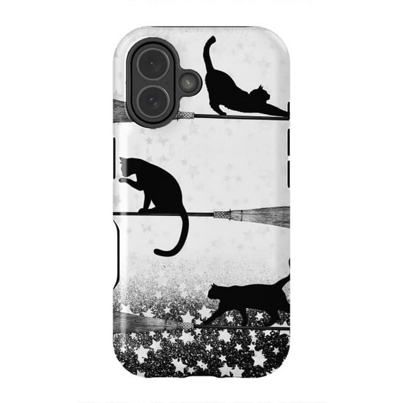 Flying Witch Cats Phone Case Compatible with iPhone 11 12 13 14 15 16 ...