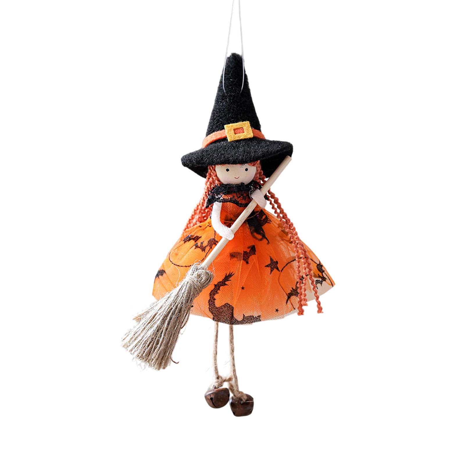 Flying Witch Halloween Decor - Hanging Witch on Broomstick with Gauze ...