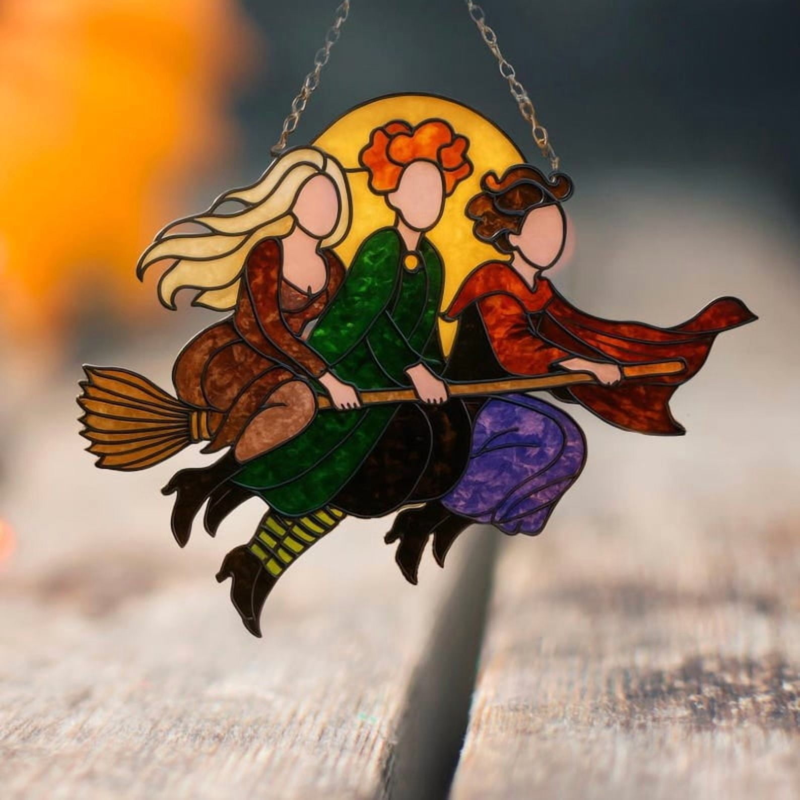 Flying Witch Trio Acrylic Suncatcher – Halloween Witch Suncatcher ...