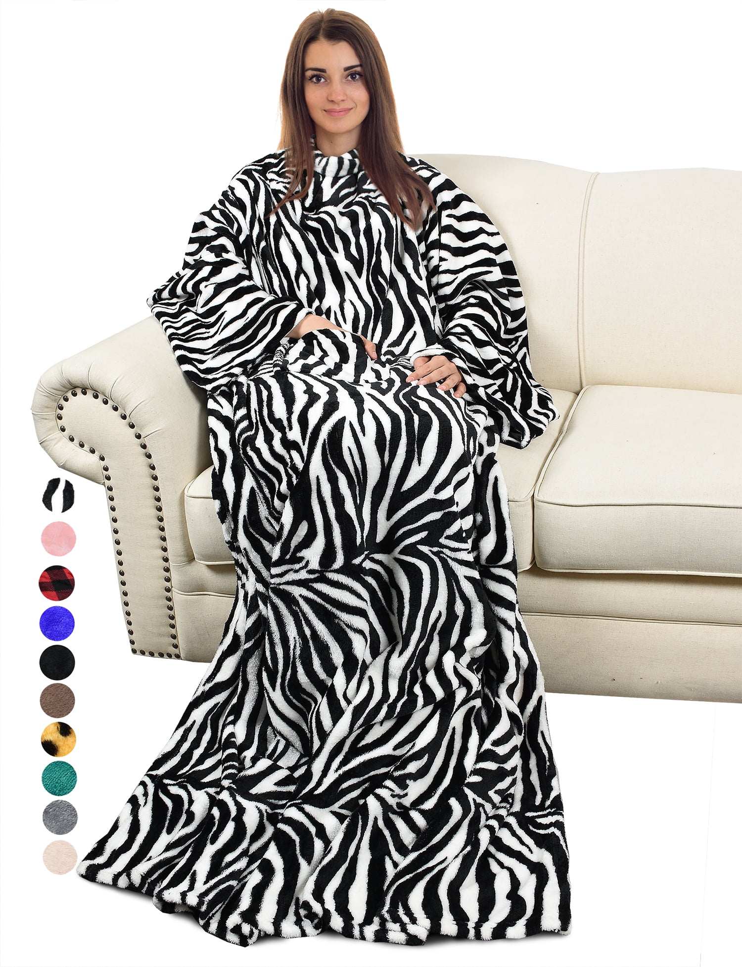 Flyingstar Wearable Blanket with Sleeves and Pocket, Fleece Micro Plush ...