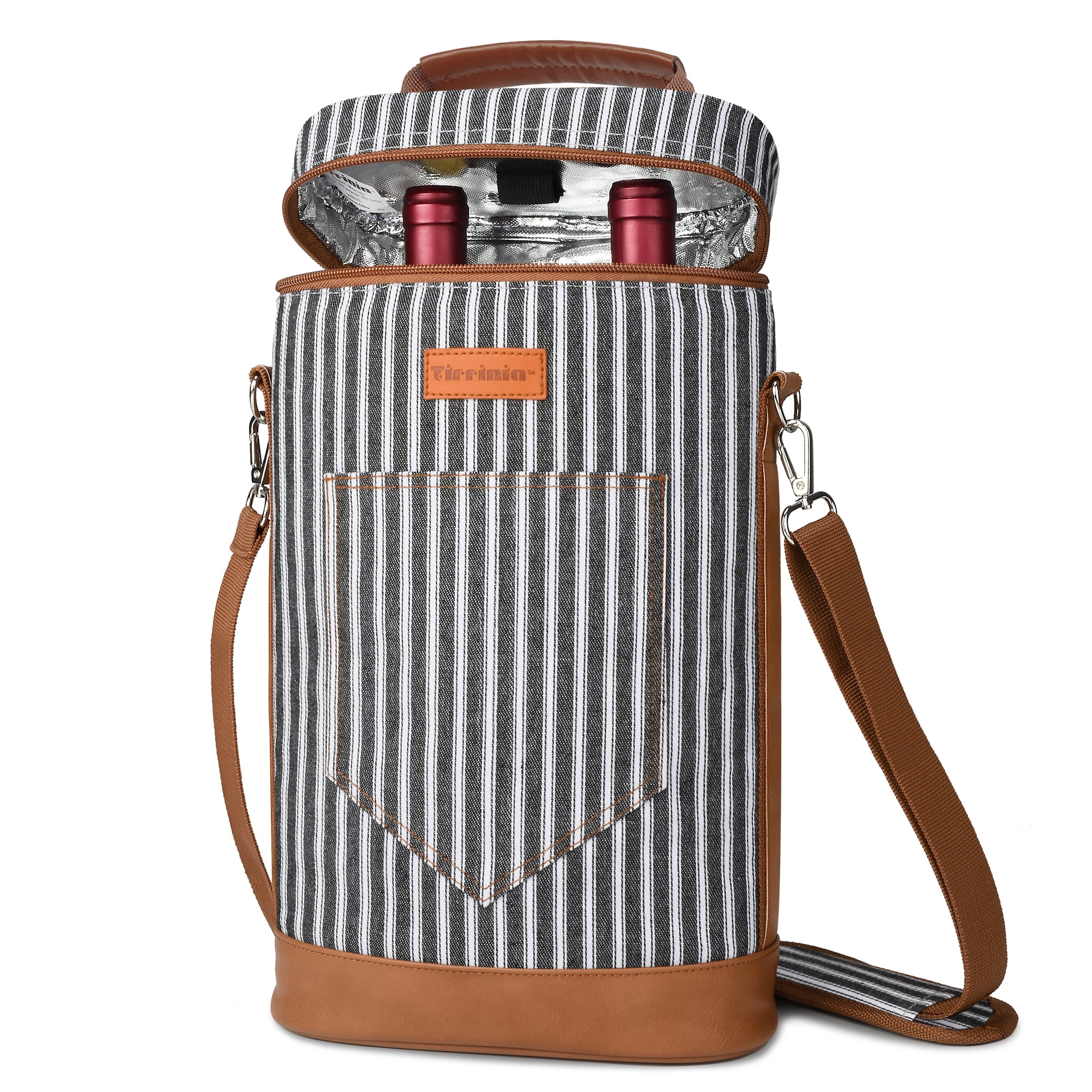 Flyingstar Wine Tote Carrier, 2-Bottle Insulated Versatile Cooler Bag ...