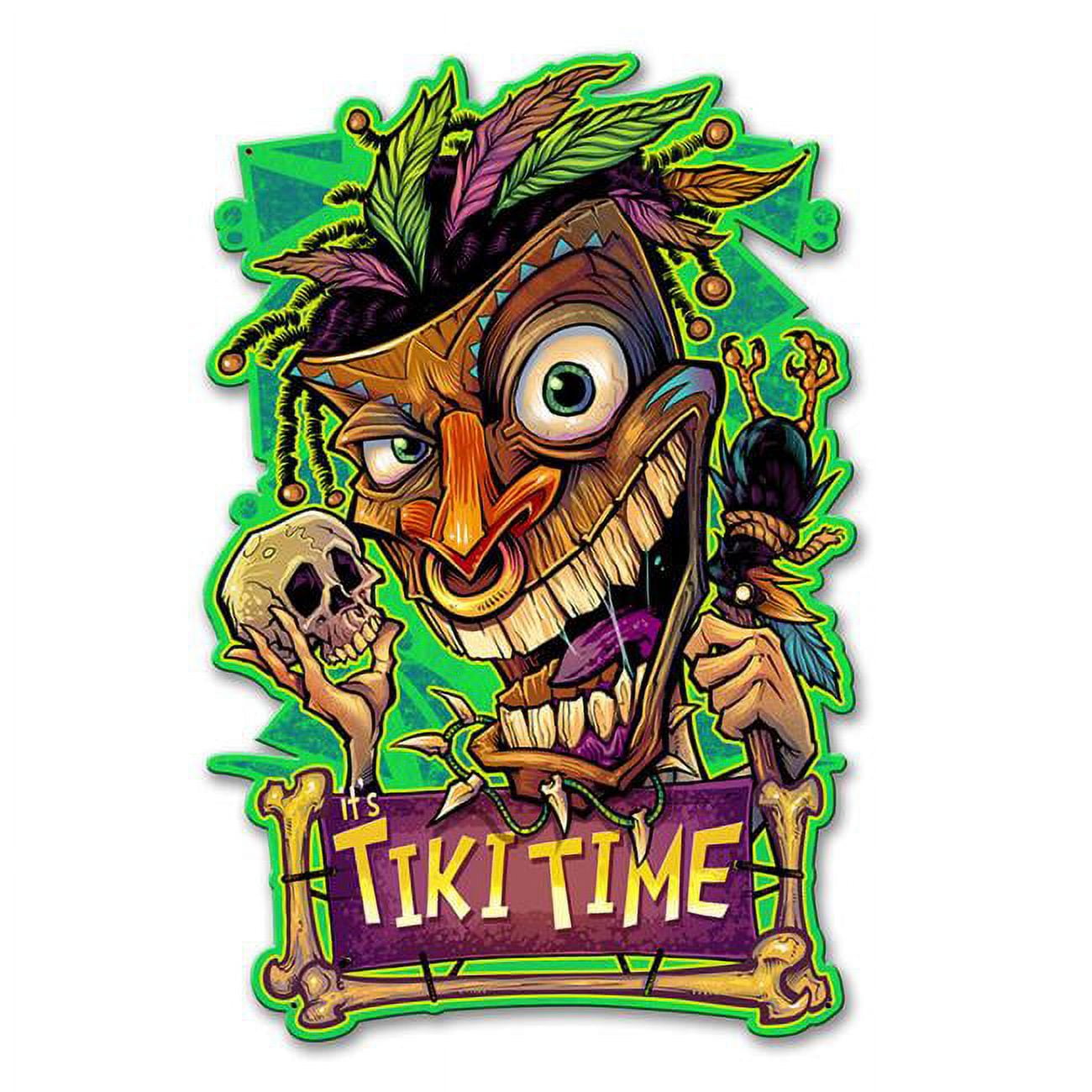 Flyland Designs FLY061 19 x 12 in. Tiki Time Plasma Metal Sign ...