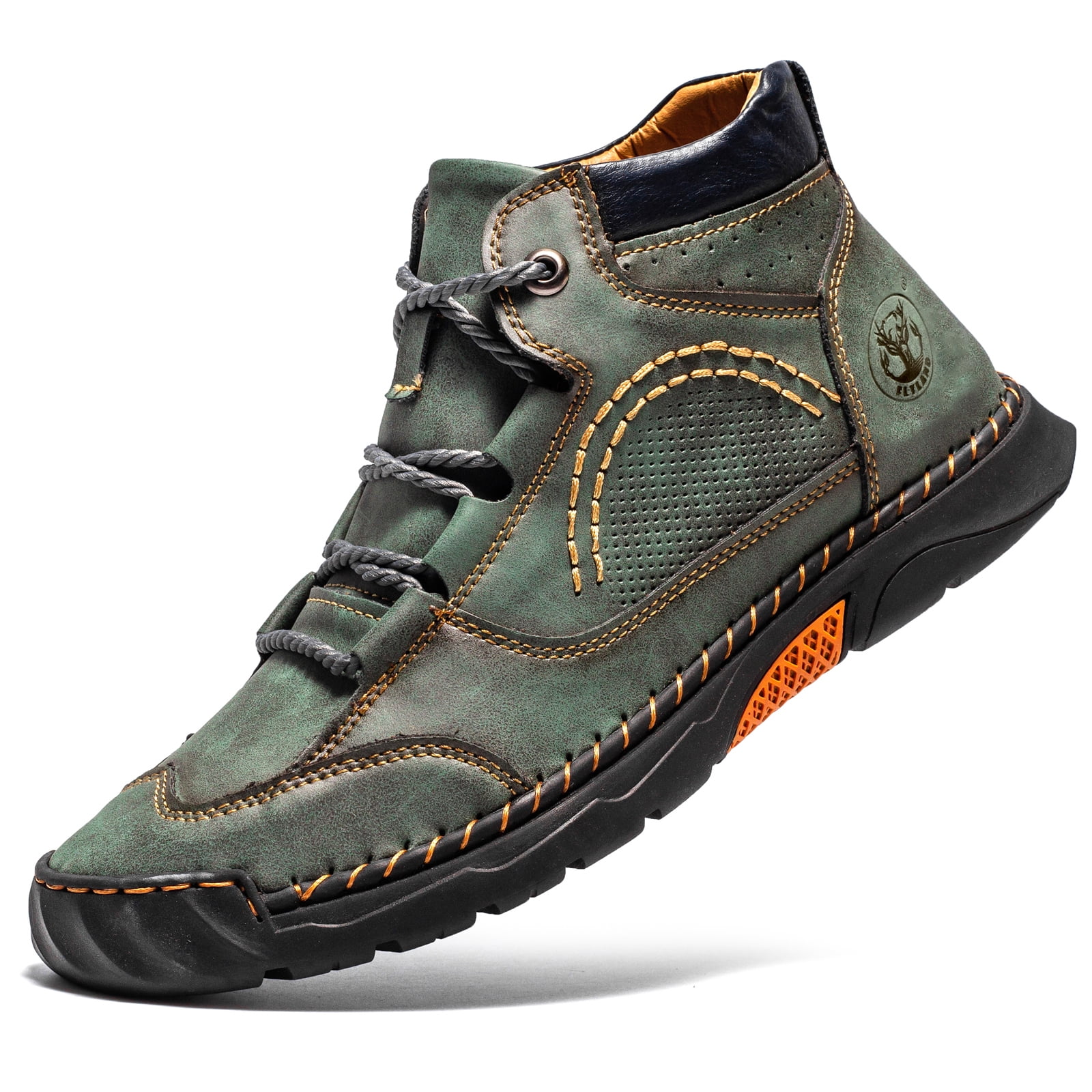 Flyland Men Hiking Shoes Non-slip Sport Shoes Casual Leather Camping ...