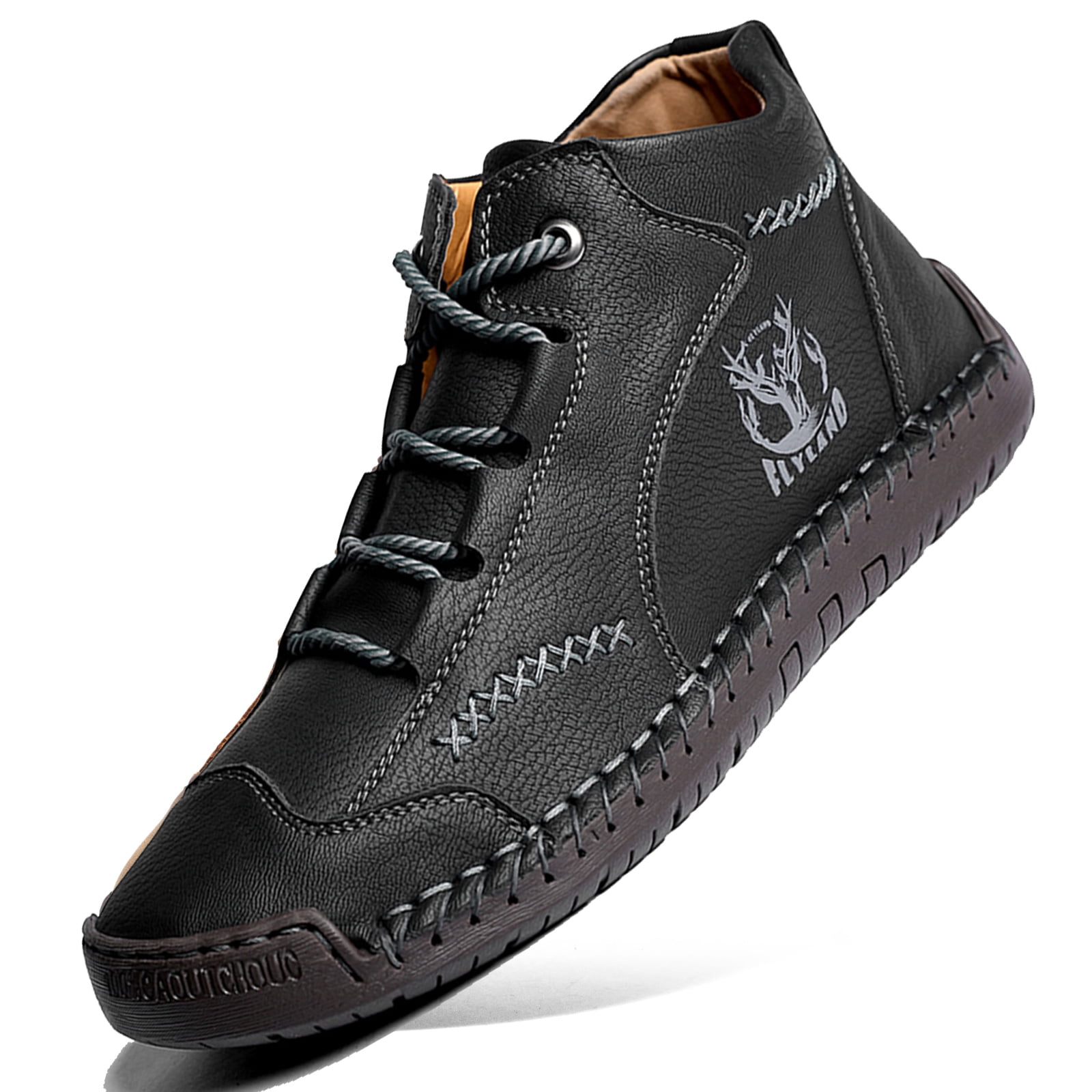 Flyland Men's Ankle Boots Fashion High Top Casual Leather Shoes Outdoor ...